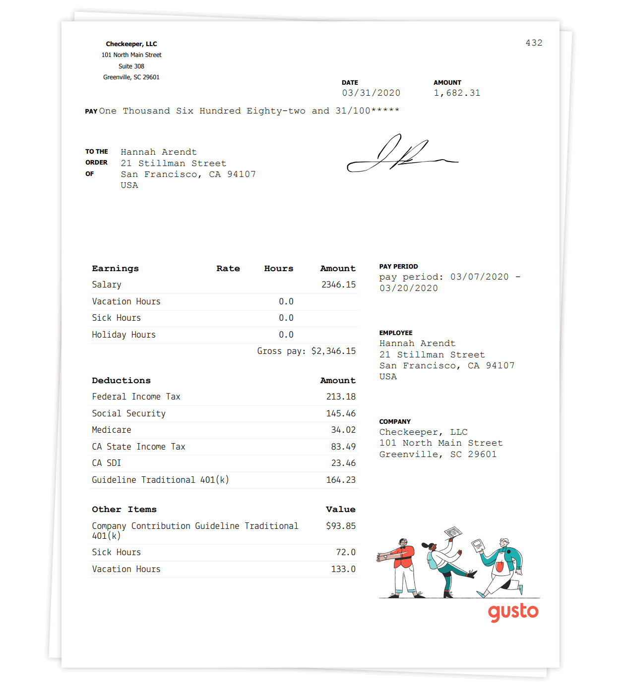 Printing Gusto Payroll Checks Checkeeper Gusto